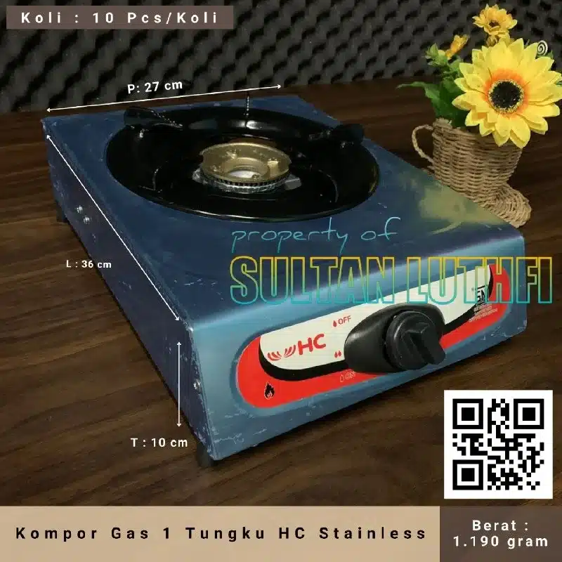 Kompor Gas 1 Tungku Stainless HC