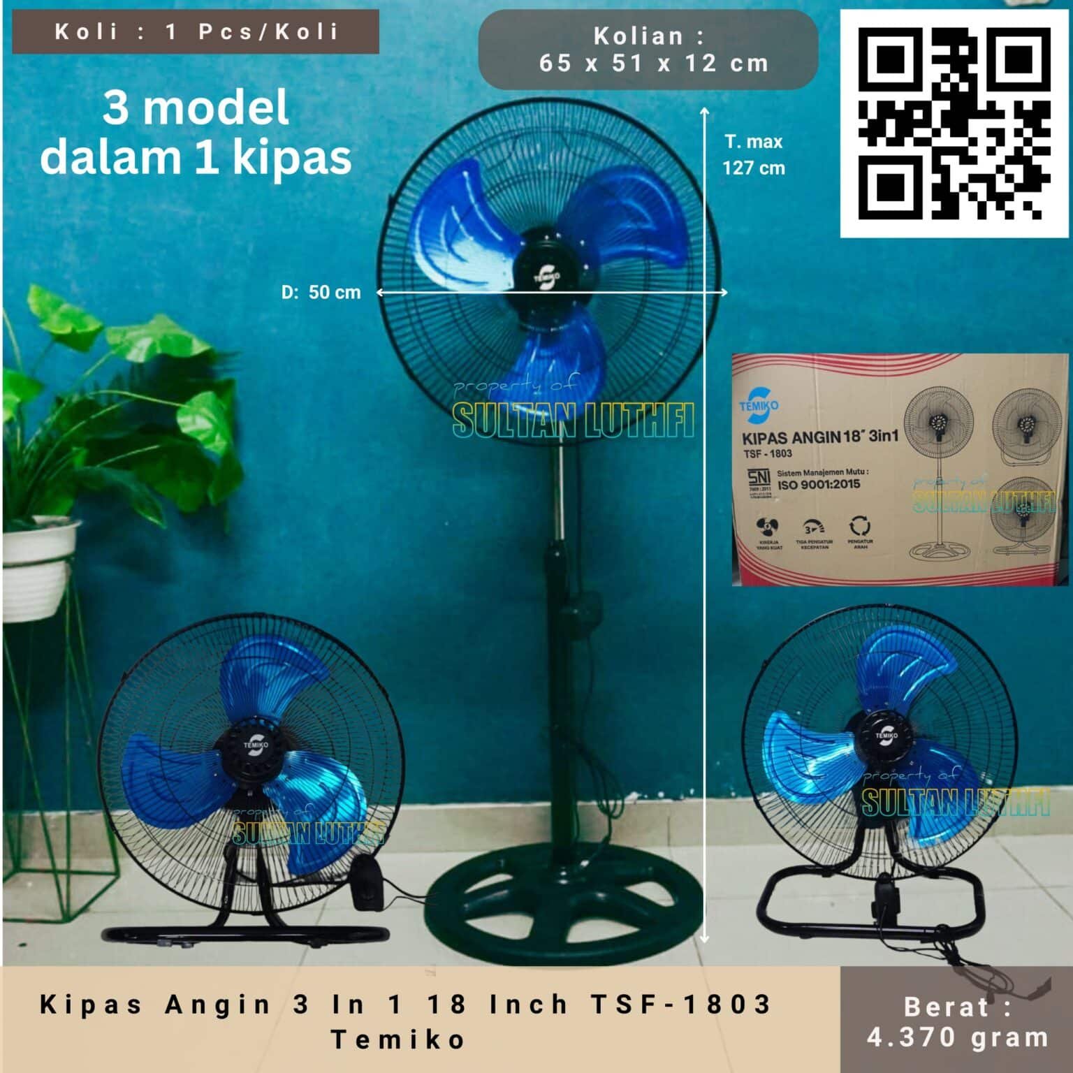 Kipas Angin 3 In 1 18 Inch TSF-1803 Temiko