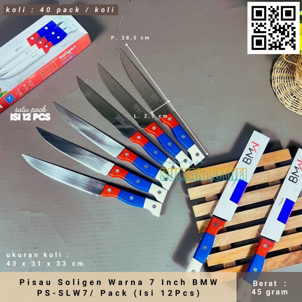 Pisau Soligen Warna 7 Inch BMW PS-SLW7/ Pack (Isi 12Pcs)